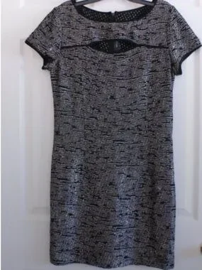 St. John | Dresses | St John Tweed Dress Metallic Black White Short ...